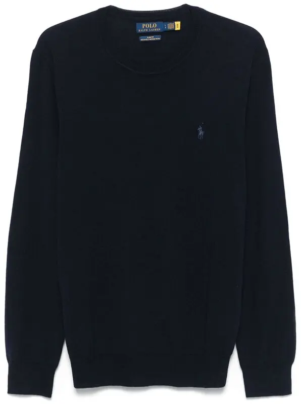 Polo Ralph Lauren Crew Neck Long Sleeve Sweater With Logo - Blue