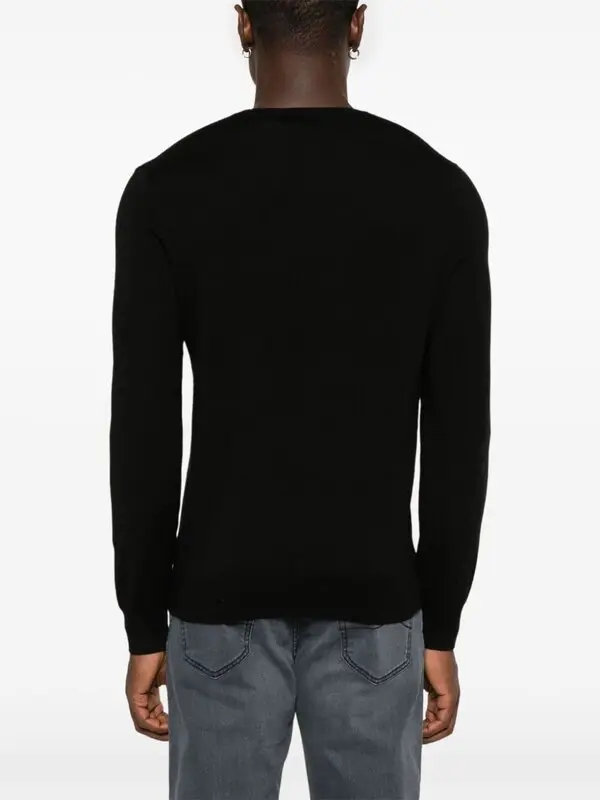 Polo Ralph Lauren Wool Ribbed Knit Round Neck Long-sleeved Shirt - Black