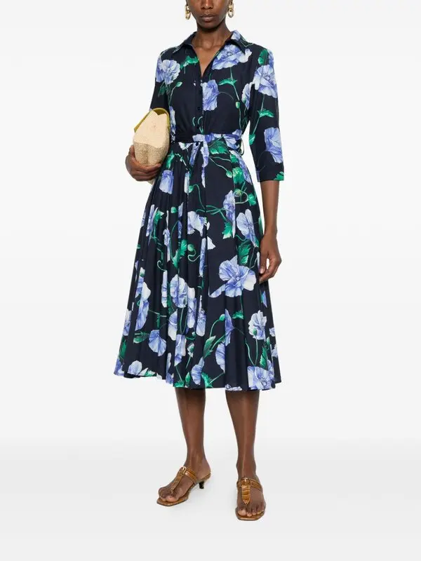 LAVI Printed Cotton Midi Shirt Dress