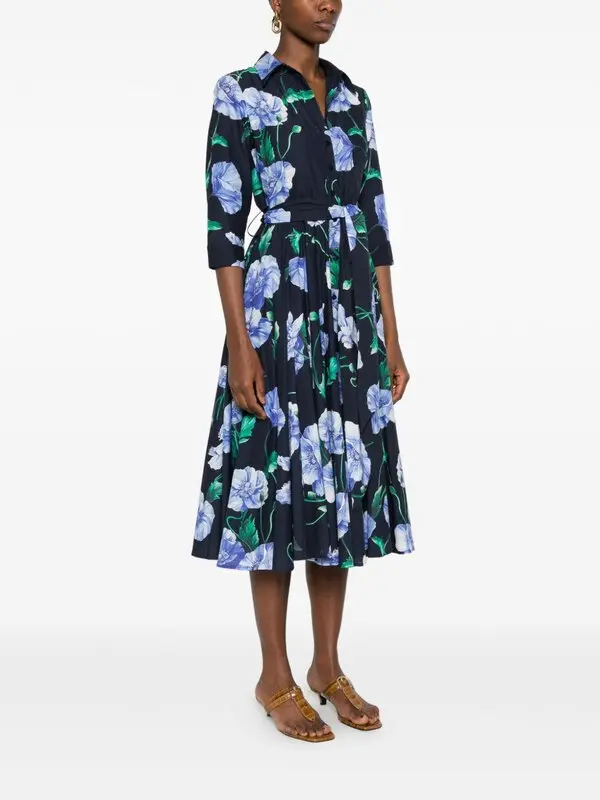 LAVI Printed Cotton Midi Shirt Dress
