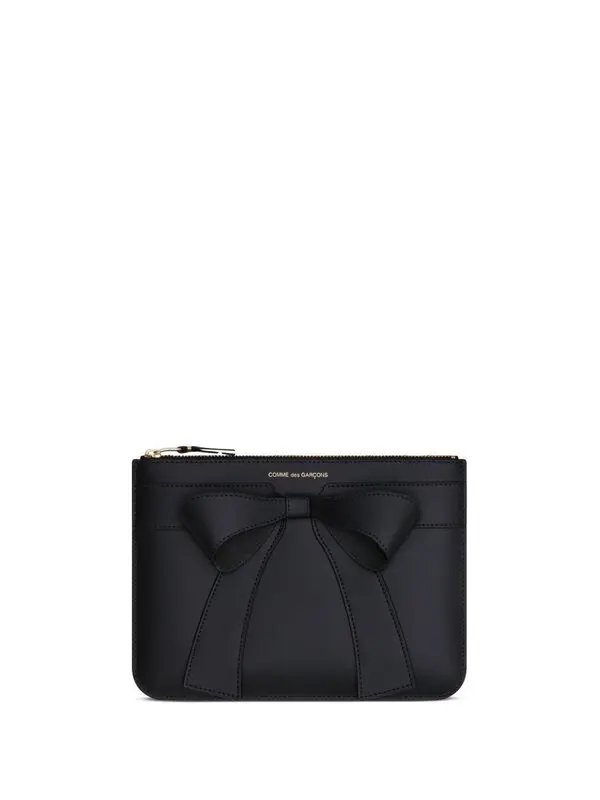 Comme Des Garçons Big Bow Leather Card Case - Black