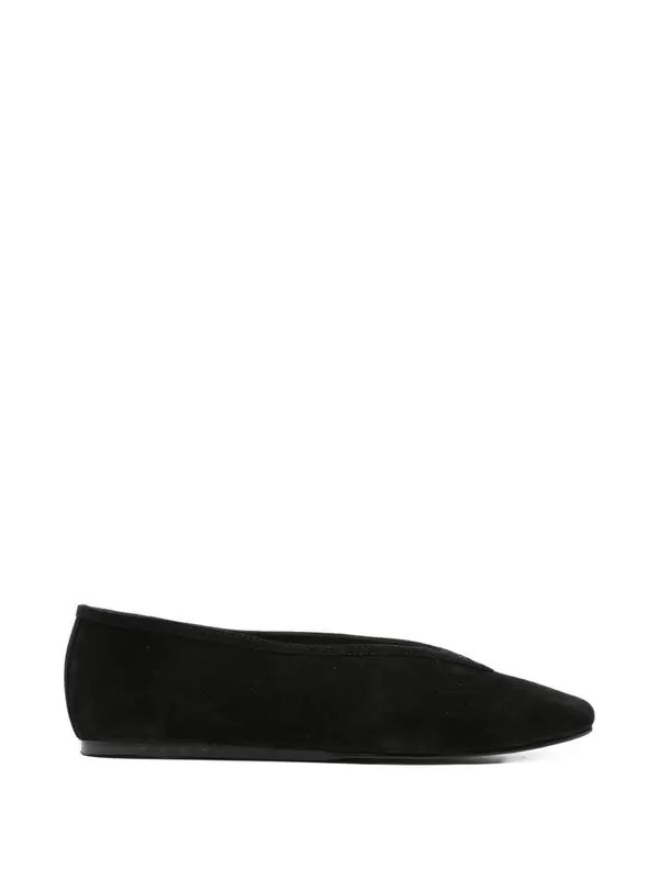 Manebí Suede Leather Pointed Toe Ballerina Flats - Black