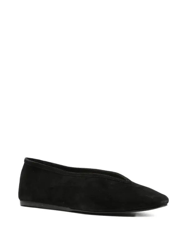 Manebí Suede Leather Pointed Toe Ballerina Flats - Black