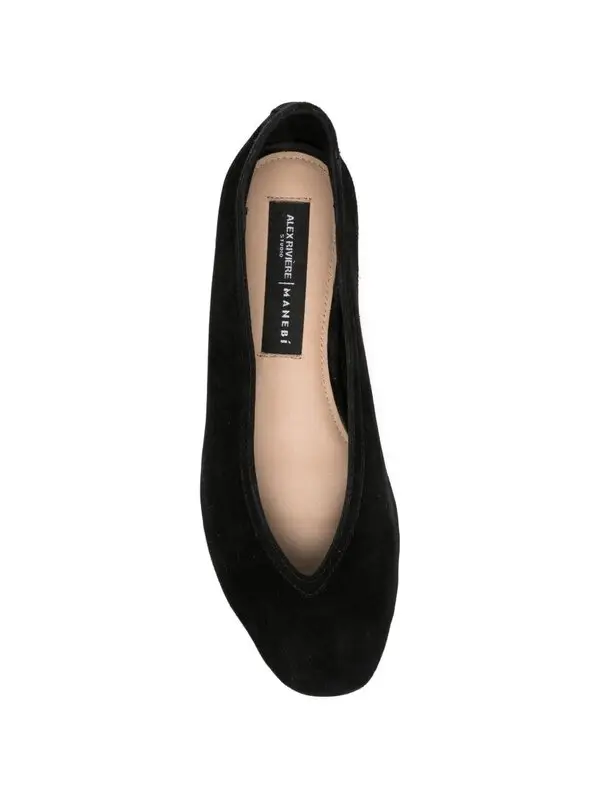 Manebí Suede Leather Pointed Toe Ballerina Flats - Black