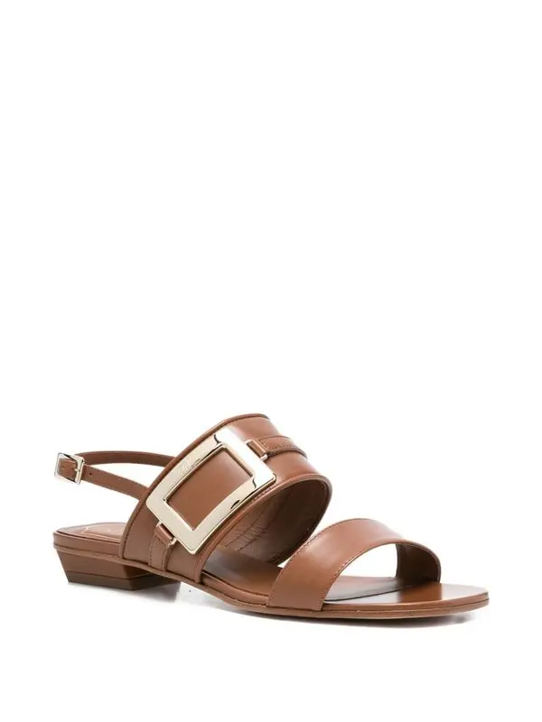 ROGER VIVIER Metal Buckle Leather Sandals - Brown