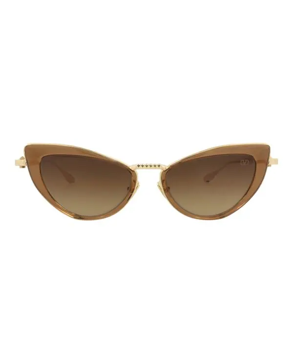 Valentino Garavani Cat Eye Sunglasses - Brown Gold Brown (vls/102b/50)