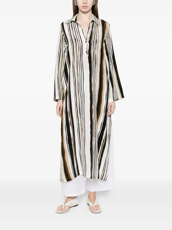 Max Mara Striped Silk Long Dress - Multi