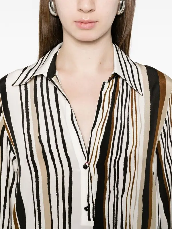 Max Mara Striped Silk Long Dress - Multi
