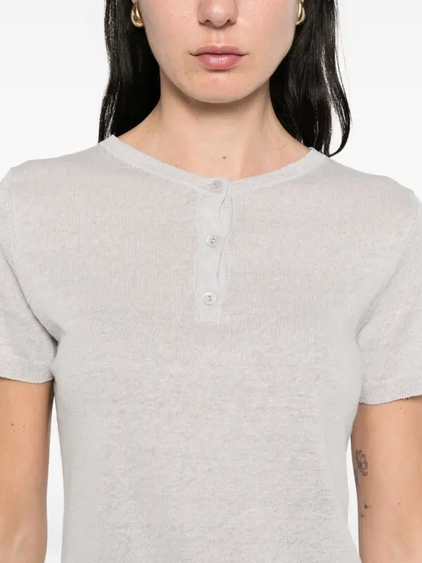 BASE Linen And Cotton Blend T-shirt - Grey