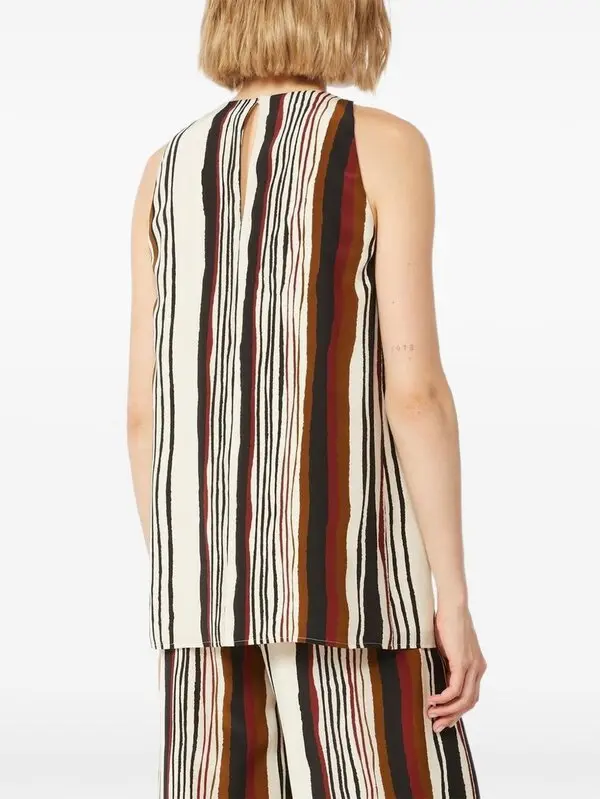 Max Mara Striped Silk Top - Brown