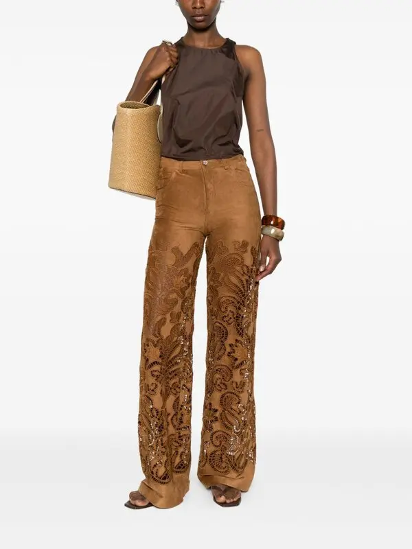 Ermanno Scervino Suede Leather Effect Trousers