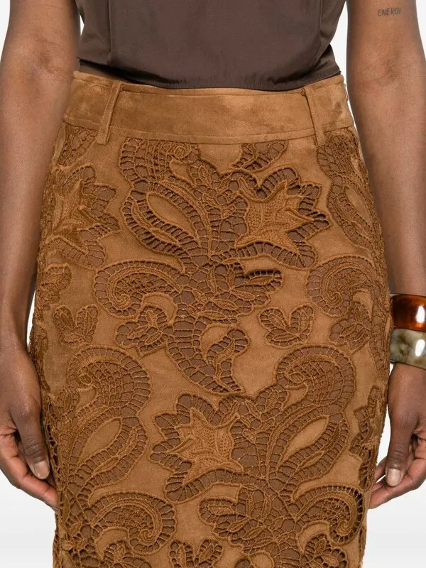 Ermanno Scervino Suede Leather Effect Long Skirt
