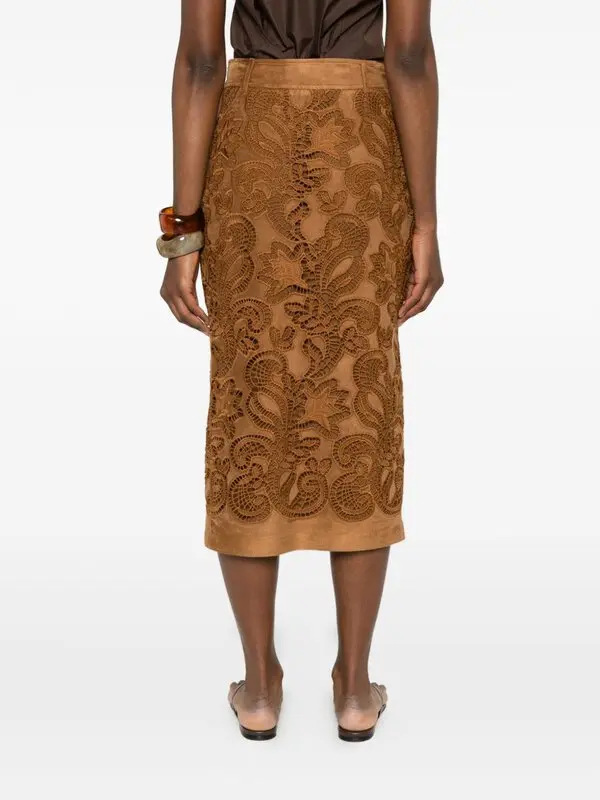 Ermanno Scervino Suede Leather Effect Long Skirt