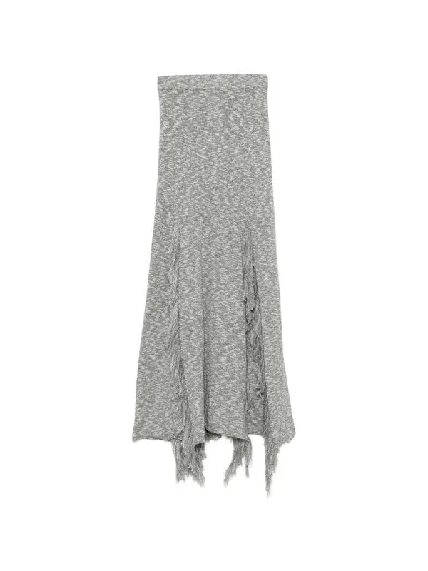 MRZ Textured Cotton Skirt With Fringe Detail - Black
