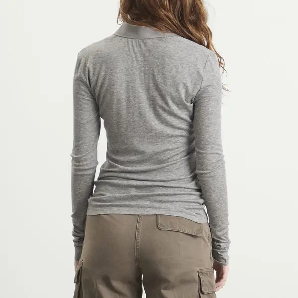 ENTIRE STUDIOS Long Sleeve Polo - Silver Grain