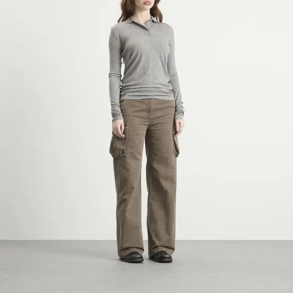 ENTIRE STUDIOS Long Sleeve Polo - Silver Grain