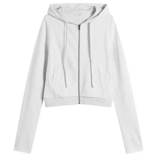 ENTIRE STUDIOS Lightweight Crop Zip-up Hoodie - Heather Grey