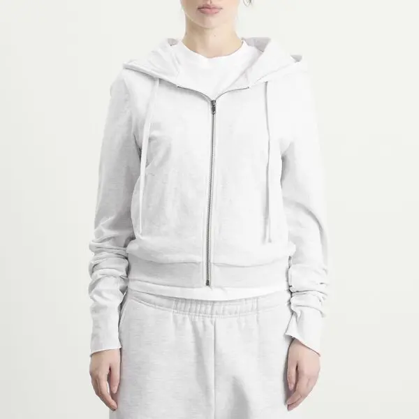 ENTIRE STUDIOS Lightweight Crop Zip-up Hoodie - Heather Grey