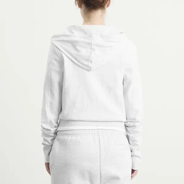 ENTIRE STUDIOS Lightweight Crop Zip-up Hoodie - Heather Grey