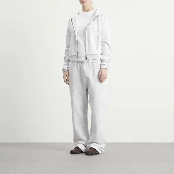 ENTIRE STUDIOS Lightweight Crop Zip-up Hoodie - Heather Grey