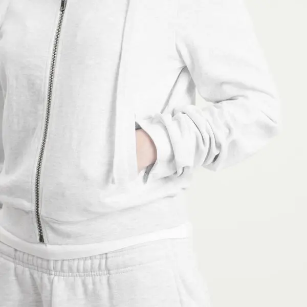 ENTIRE STUDIOS Lightweight Crop Zip-up Hoodie - Heather Grey
