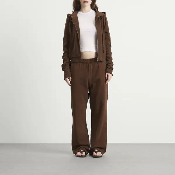 ENTIRE STUDIOS Lightweight Crop Zip-up Hoodie - Brunette
