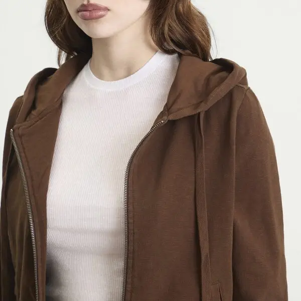 ENTIRE STUDIOS Lightweight Crop Zip-up Hoodie - Brunette