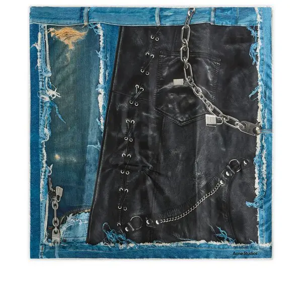 Acne Studios Vasco Denim Skeleton Scarf - Black/blue