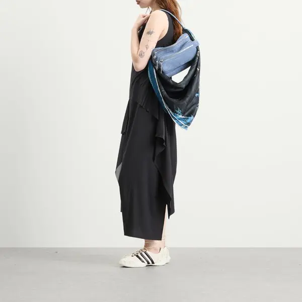 Acne Studios Vasco Denim Skeleton Scarf - Black/blue