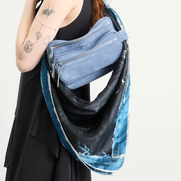 Acne Studios Vasco Denim Skeleton Scarf - Black/blue