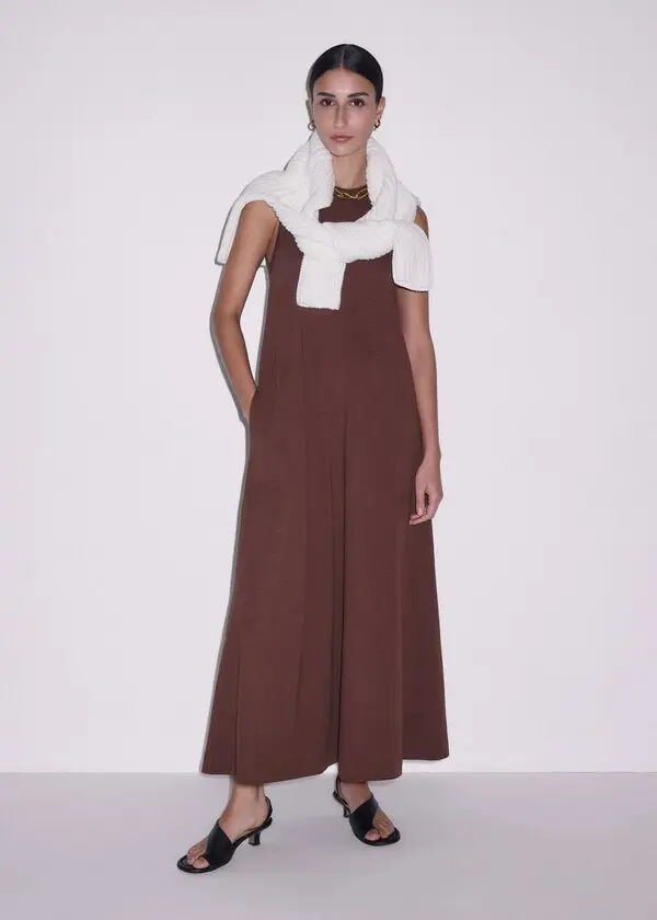 ME+EM Flared Maxi Slub Dress