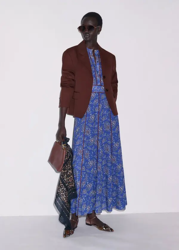 ME+EM Printed Fit & Flare Maxi Dress