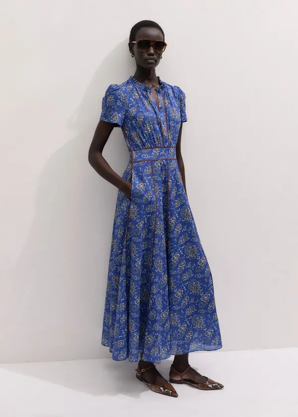 ME+EM Printed Fit & Flare Maxi Dress
