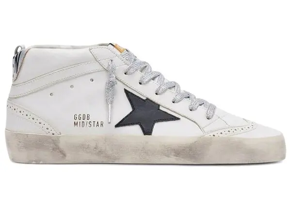 GOLDEN GOOSE Mid Star Sneaker - White/black/silver