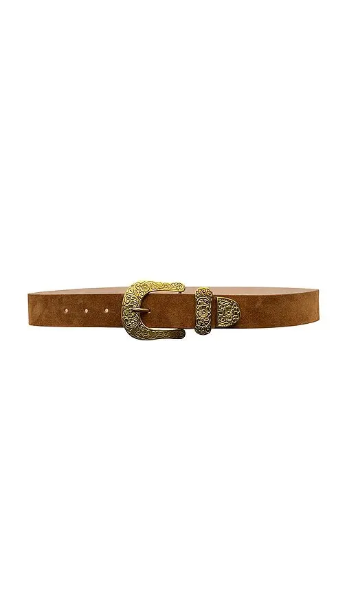 L'Agence Otera Wide Suede Leather Belt - Brown