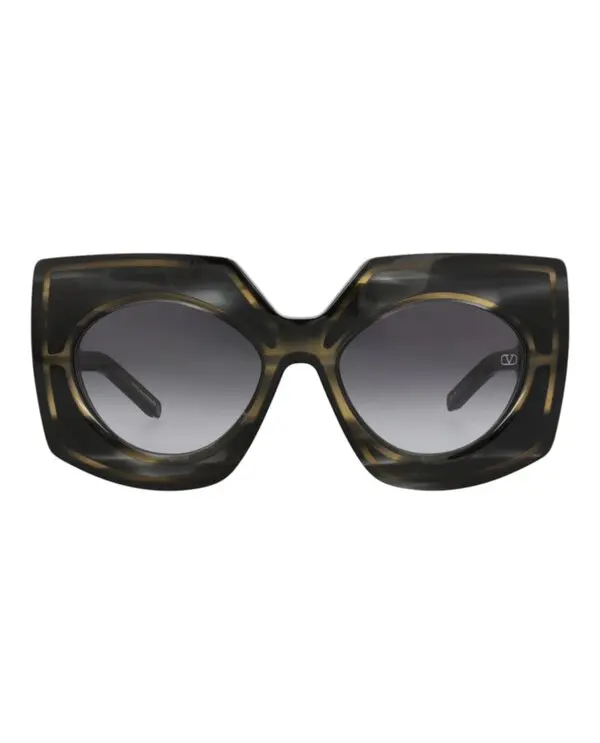 Valentino Garavani Square Frame Acetate Sunglasses - Black Havana Black Havana Grey (vls/127a/53)