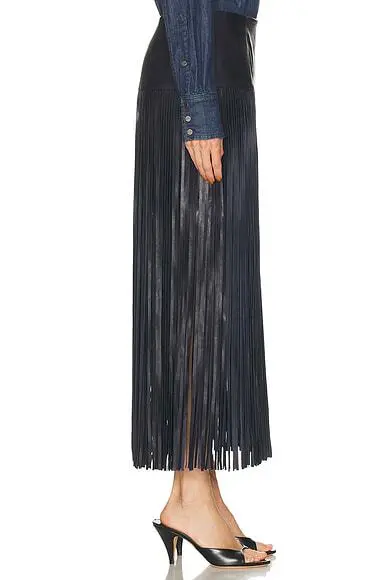 TWP Fringed Leather Maxi Skirt