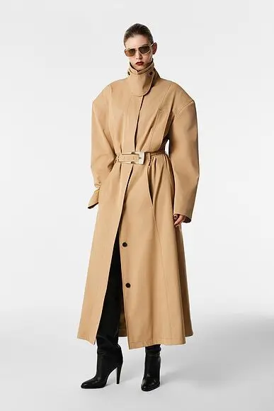 Revolve Nikita Trench Coat With Funnel Neck And Belted Waist - Khaki