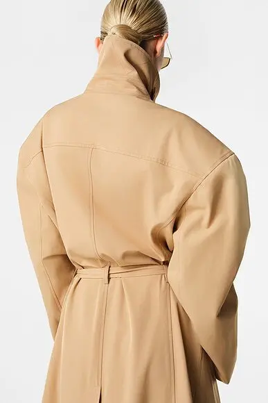 Revolve Nikita Trench Coat With Funnel Neck And Belted Waist - Khaki