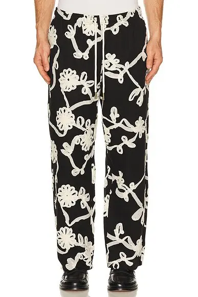 HONOR THE GIFT Floral Ribbon Ankle Pant - Black