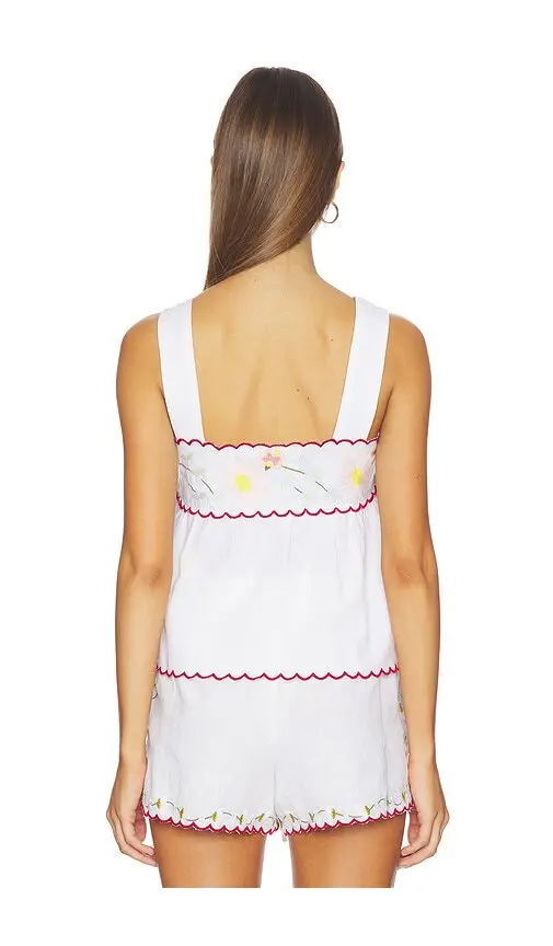 Ciao Lucia Embroidered Floral Cropped Top