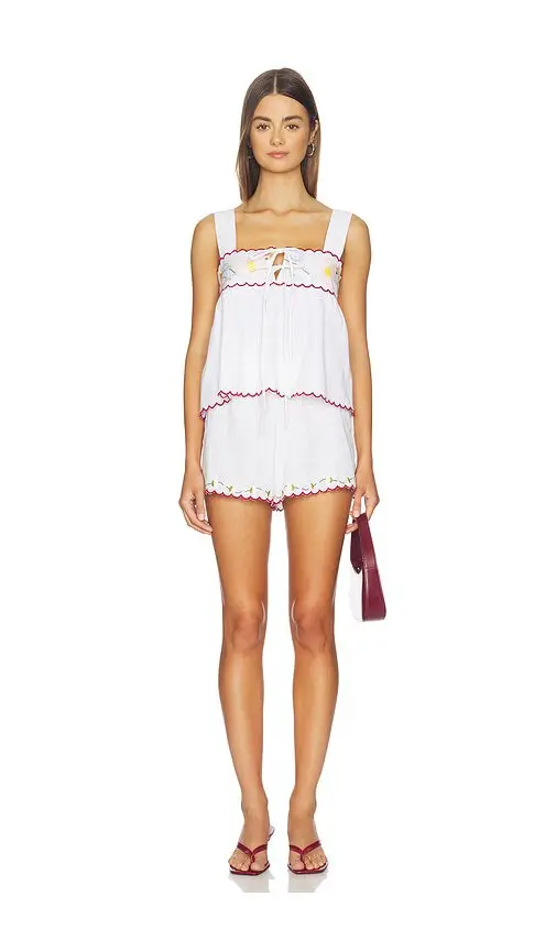 Ciao Lucia Embroidered Floral Cropped Top