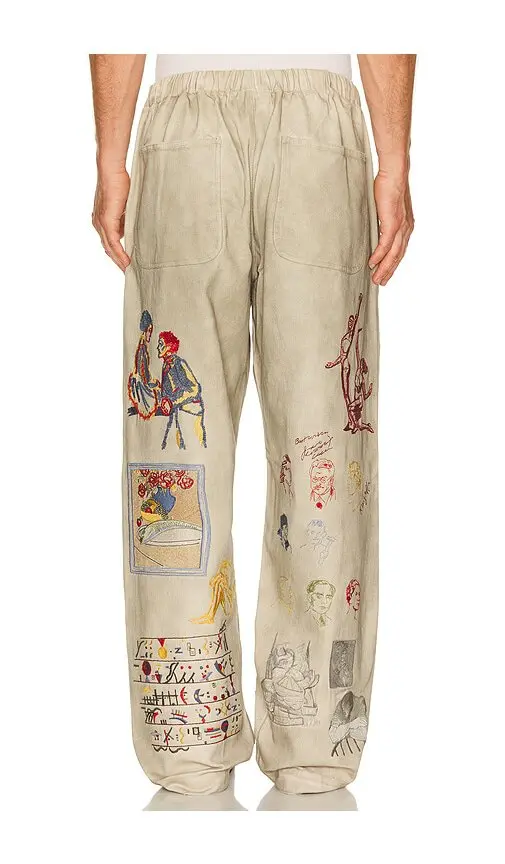 SAMUEL ZELIG Northfield Embroidered Twill Pants - Beige