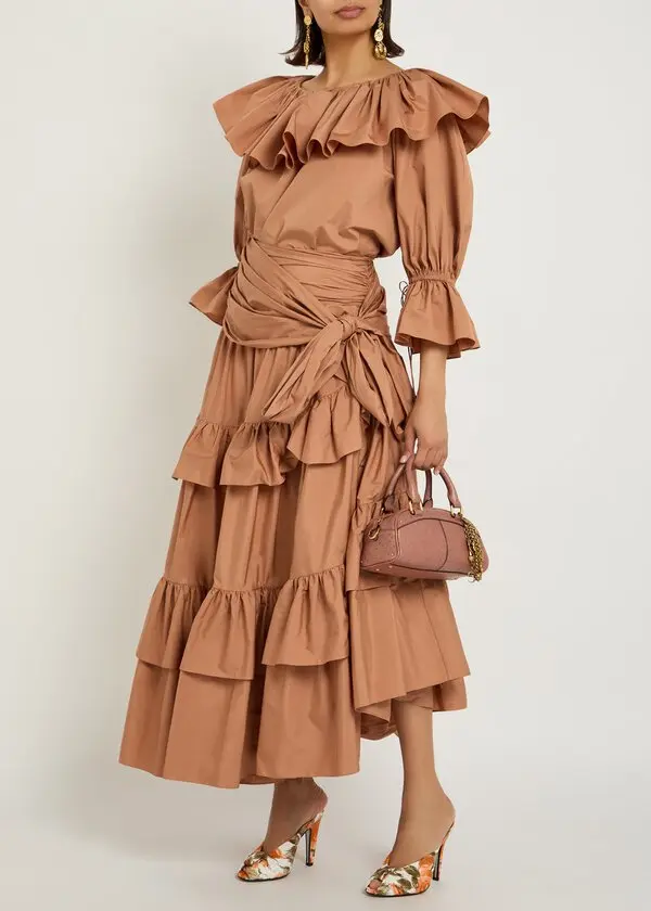 Chloé Ruffle Cotton-poplin Blouse - Sand