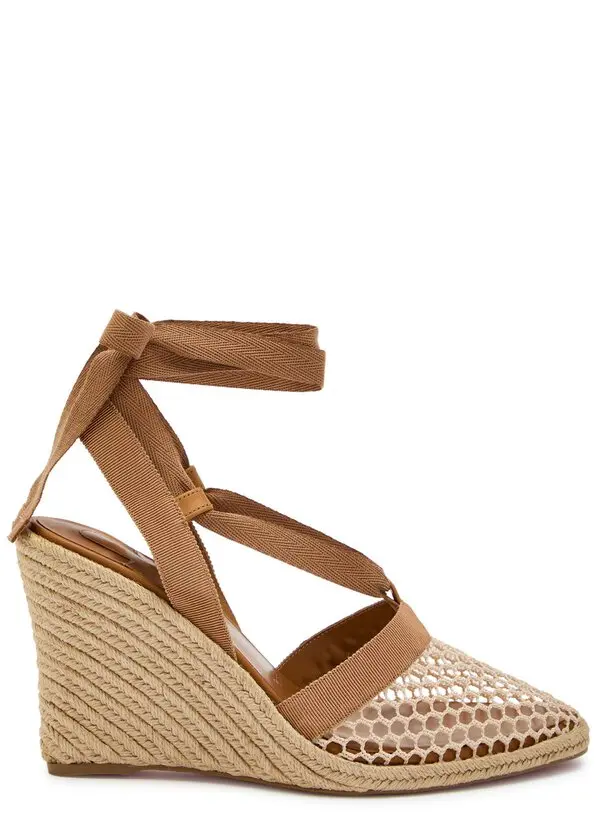 CHRISTIAN LOUBOUTIN Toleda 85 Mesh Espadrille Wedge Sandals