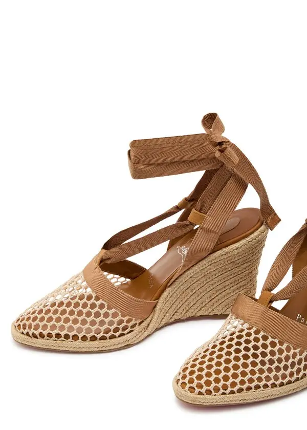 CHRISTIAN LOUBOUTIN Toleda 85 Mesh Espadrille Wedge Sandals