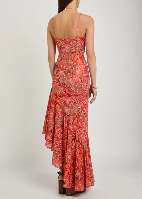 Etro Printed Asymmetric Chiffon Maxi Dress