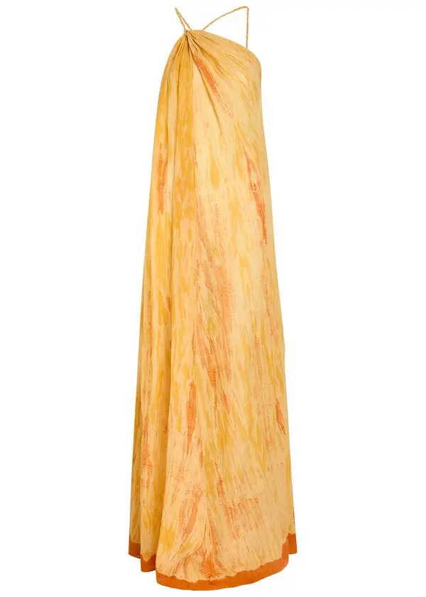 DELOS Amaya Cotton And Silk-blend Maxi Dress - Yellow