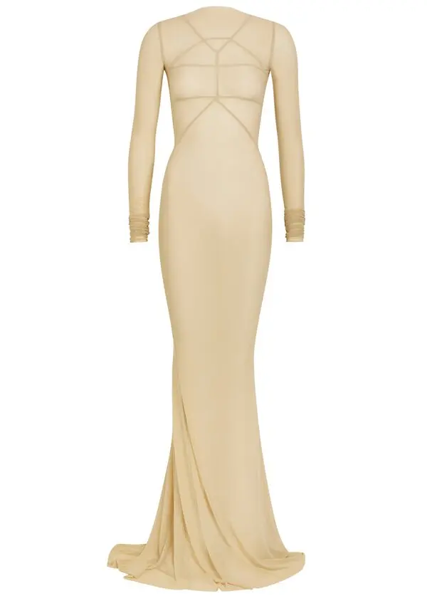 Rick Owens Panelled Stretch-tulle Gown - Sand