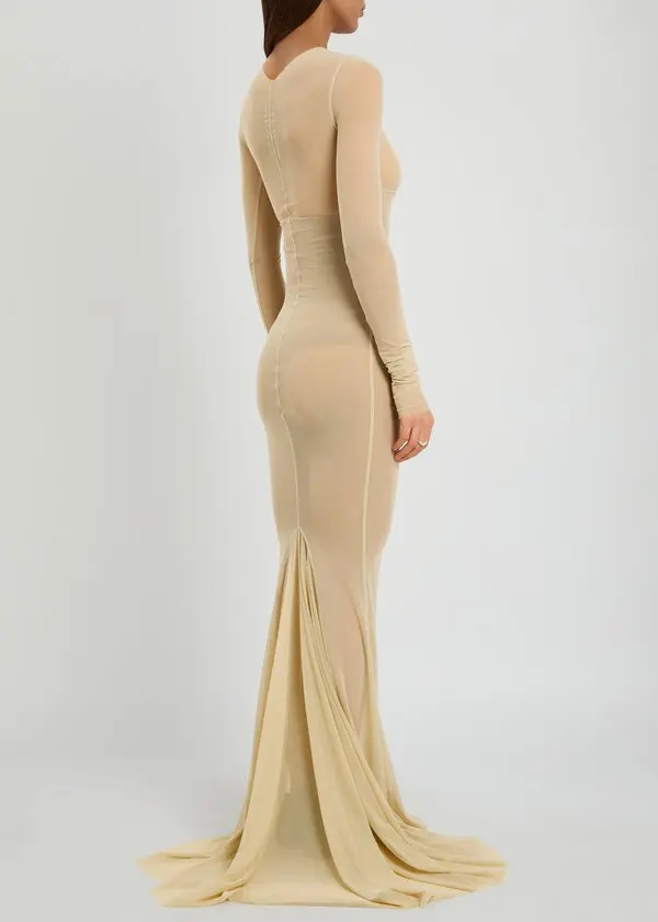 Rick Owens Panelled Stretch-tulle Gown - Sand